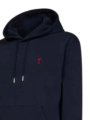 AMI Paris Midnight Blue Cotton De Cœur Hoodie
