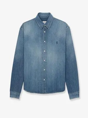Saint Laurent Cassandre Horizon Blue Denim Shirt