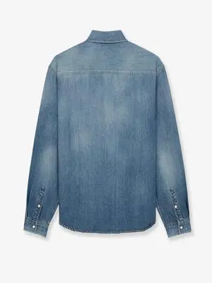 Saint Laurent Cassandre Horizon Blue Denim Shirt
