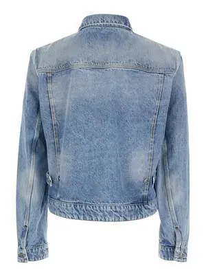 Dsquared2 Light Blue Jacket '70's' With Classic Collar And Four Patch Pockets On The Front In Denim For