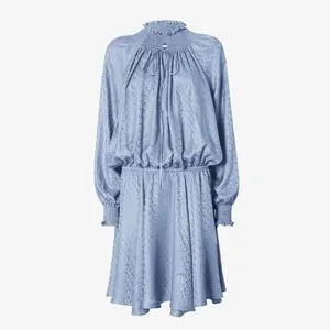 Fendi Blue Silk Jacquard Dress - Red