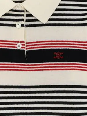 Celine Striped Cotton Polo Sweater - Multicolor