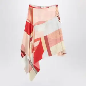 Fendi Pink Silk Skirt With Patchwork Print - Blue