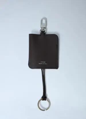 TOTEME Polished Leather Logo Keyring - Brown