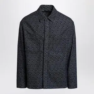 Fendi Indigo Jacket With Ff Jacquard - Blue