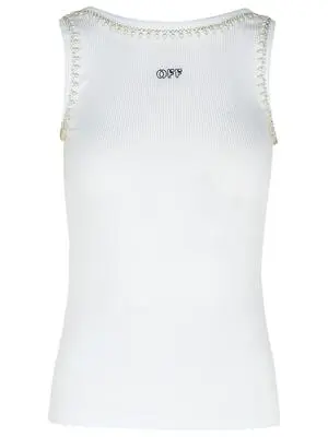 Off-White Viscose Tank Top - White