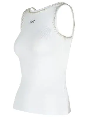 Off-White Viscose Tank Top - White