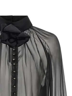 Dolce & Gabbana Chiffon Blouse With Flower