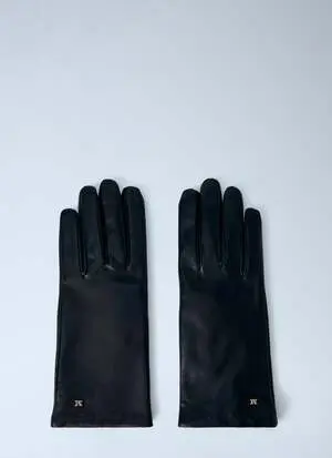 Max Mara Leather Gloves With Logo Detail