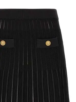 Balmain Pleated Skirt - Black