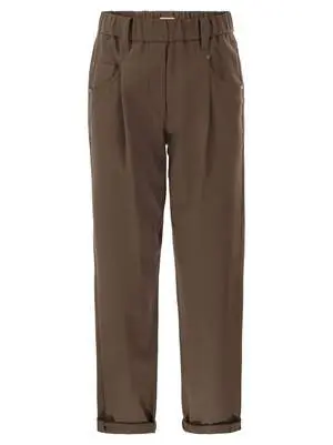 BRUNELLO CUCINELLI Brunello Cucinelli Women Baggy Trousers In Stretch Cotton Cover-Up With Shiny Bartack