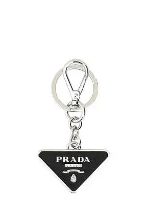 Prada Two-tone Leather And Metal Keychain - Multicolor