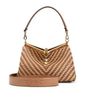 Etro Vela M Rafia Shoulder Bag - Multicolor