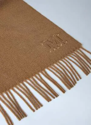 Max Mara Embroidered Fringe Wool Scarf
