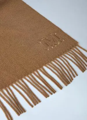 Max Mara Embroidered Fringe Wool Scarf