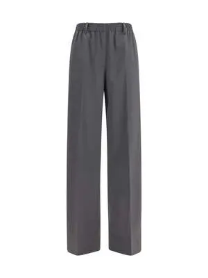 Miu Miu Elasticated Straight Leg Wool Pants - Gray