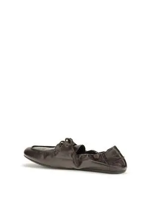 Prada Aged Leather Lace-up Sneakers