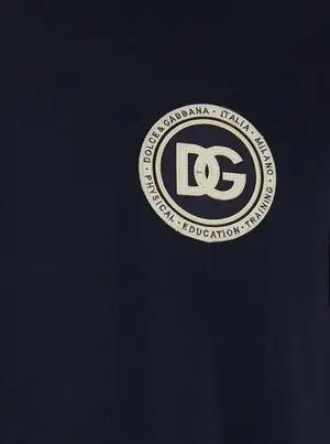 Dolce & Gabbana Blue T-shirt With Logo Embroidery On The Front For - Multicolor
