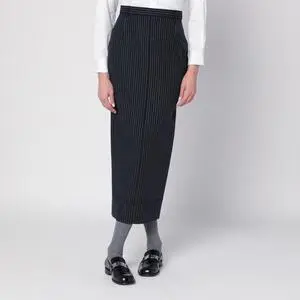 Thom Browne Navy Pinstriped Pencil Skirt - Blue