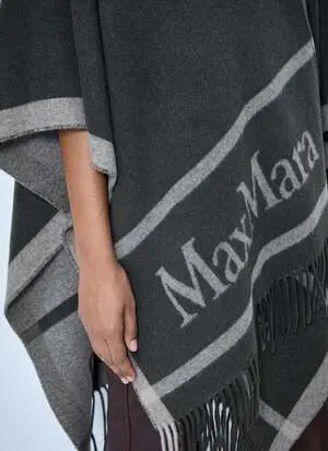 Max Mara Fringed Wrap With Logo Detail