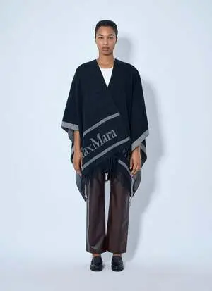 Max Mara Fringed Wool Wrap - Blue