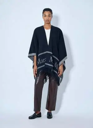 Max Mara Fringed Wool Wrap - Blue