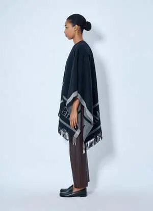Max Mara Fringed Wool Wrap - Blue