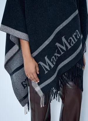 Max Mara Fringed Wool Wrap - Blue