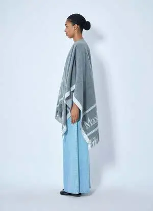 Max Mara Woven Fringe Poncho - Gray