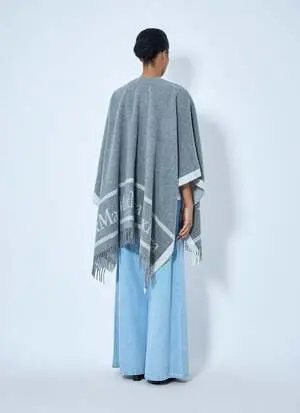 Max Mara Woven Fringe Poncho - Gray