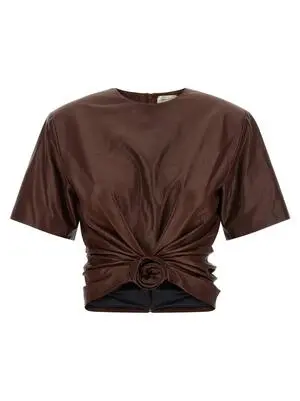 Magda Butrym Leather Short-sleeve Top - Brown