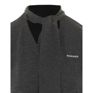 Miu Miu Logo Cardigan - Gray