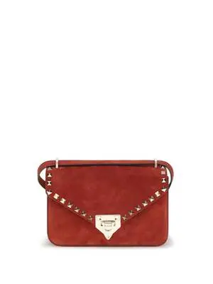 Valentino Garavani Rockstud Mini Suede Shoulder Bag - Red