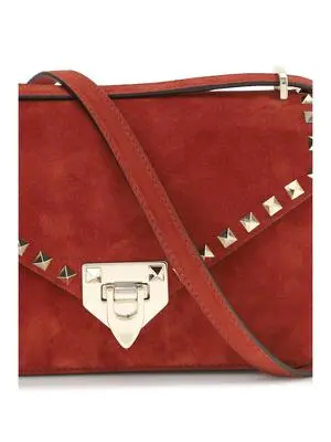 Valentino Garavani Rockstud Mini Suede Shoulder Bag - Red
