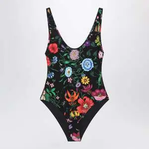 Gucci Sparkling Jersey Swimsuit With Flora Print - Multicolor