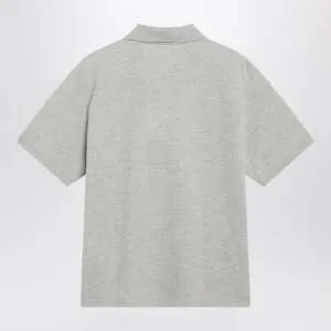 Saint Laurent Grey Cotton Pique Polo With Cassandre Logo