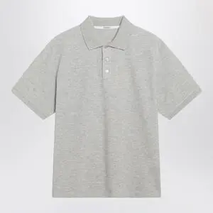Saint Laurent Grey Cotton Pique Polo With Cassandre Logo - Gray