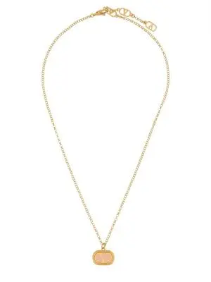 Valentino Garavani Brass And Enamel Ovalette Necklace - Gold