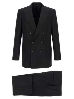 TOM FORD Pinstriped Double-breasted Dress - Black