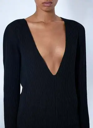 Rick Owens Deep V-neck Ribbed Sweater