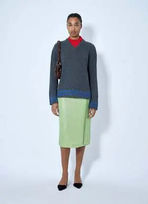 Marni Round Neck Textured Wool Sweater - Gray