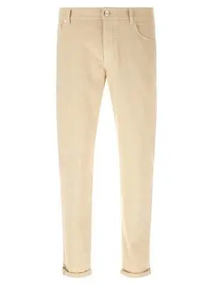Brunello Cucinelli Logo Embroidery Jeans - Cream