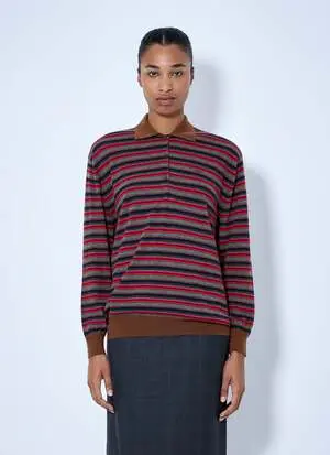Prada Striped Polo Sweater - Red