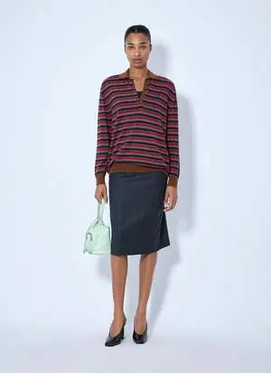 Prada Striped Polo Sweater - Red
