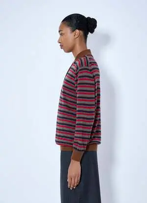 Prada Striped Polo Sweater - Red