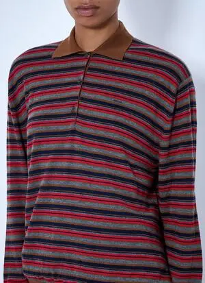 Prada Striped Polo Sweater - Red