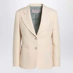 Valentino Garavani Valentino Wool And Silk Single-Breasted Jacket Cream