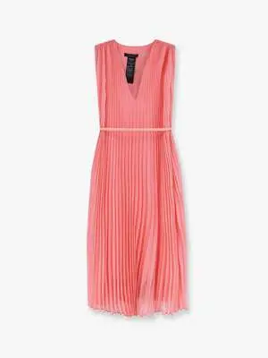 Max Mara Mxecapsula Long Dress With Belt - Multicolor