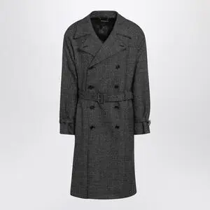 Dolce & Gabbana Grey Wool Double-breasted Coat - Multicolor