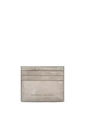 Brunello Cucinelli Suede Card Holder - Gray